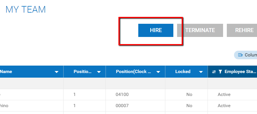 How do I hire a new employee into Kronos WFR?